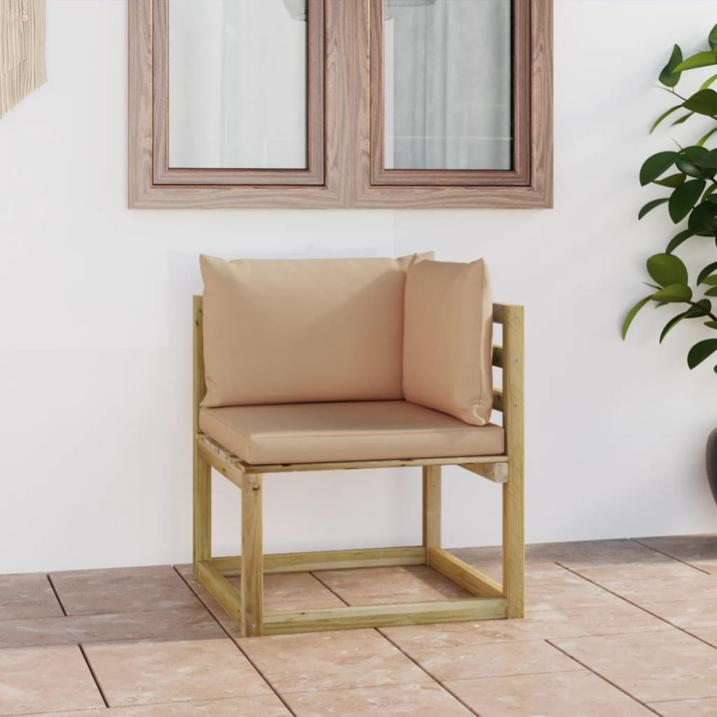 VidaXL Divano Angolare da Giardino con Cuscini Pino Impregnato Verde ...