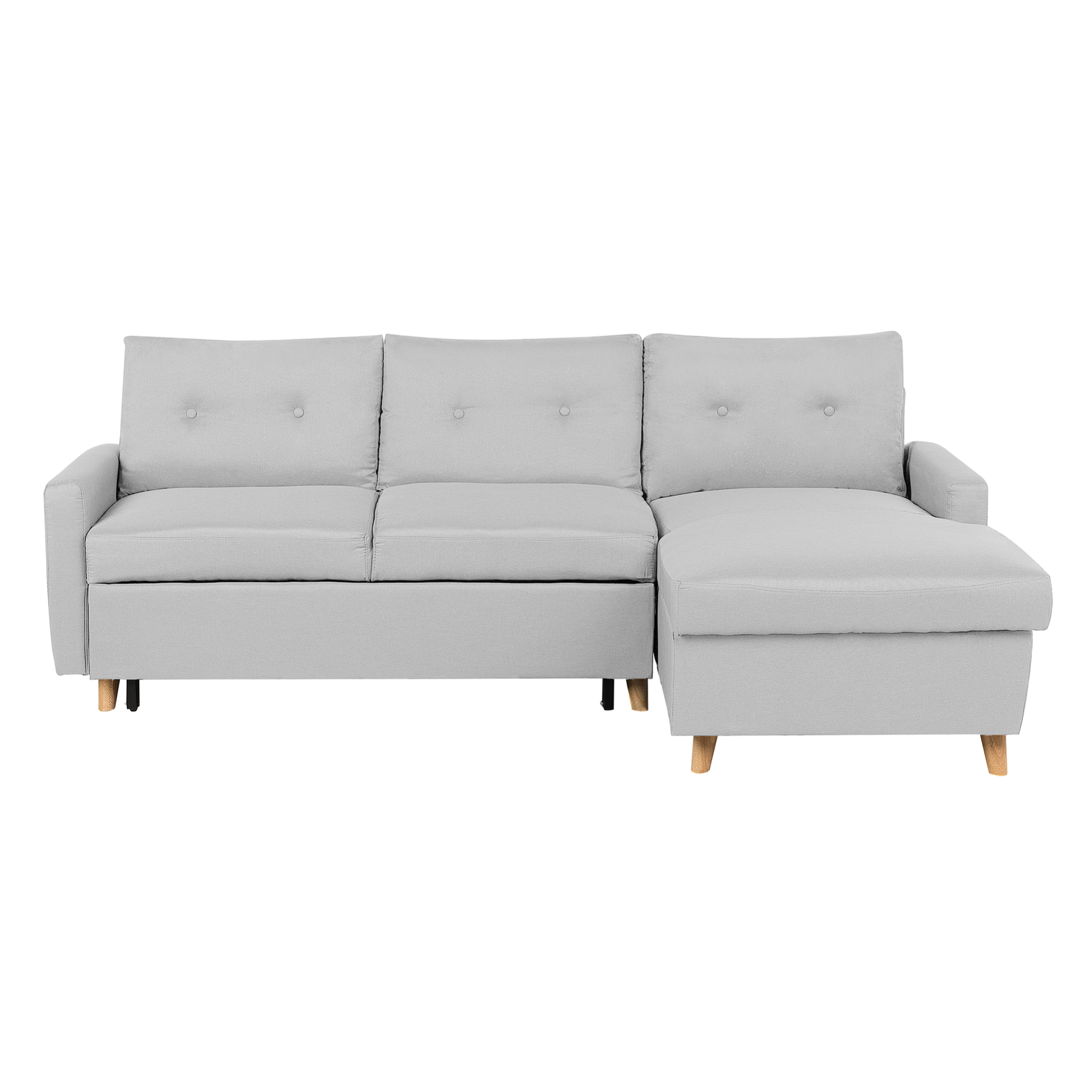 Divano letto ad angolo sinistro con vano contenitore grigio chiaro ...