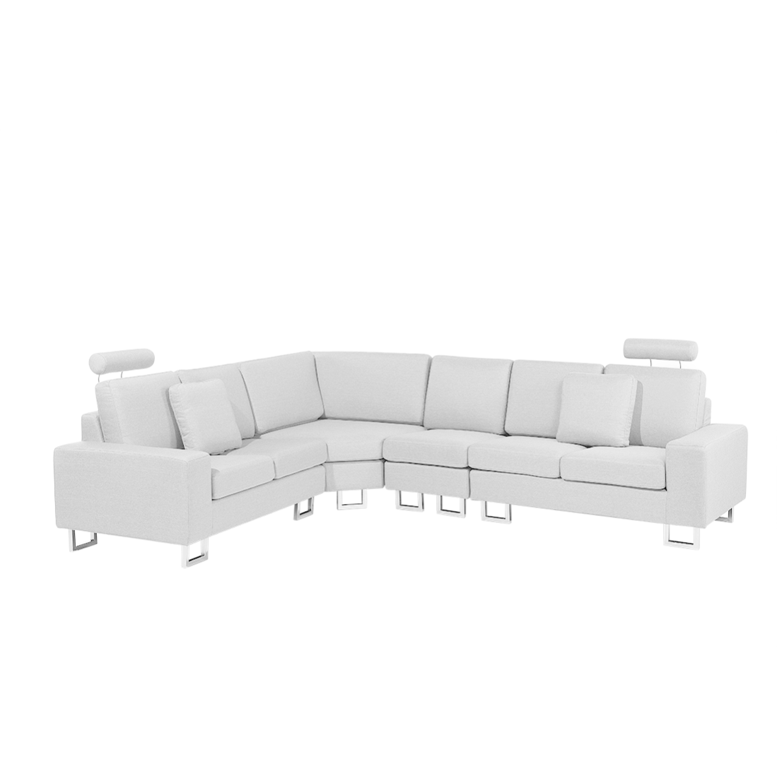 Divano angolare moderno in tessuto grigio chiaro versione destra ...