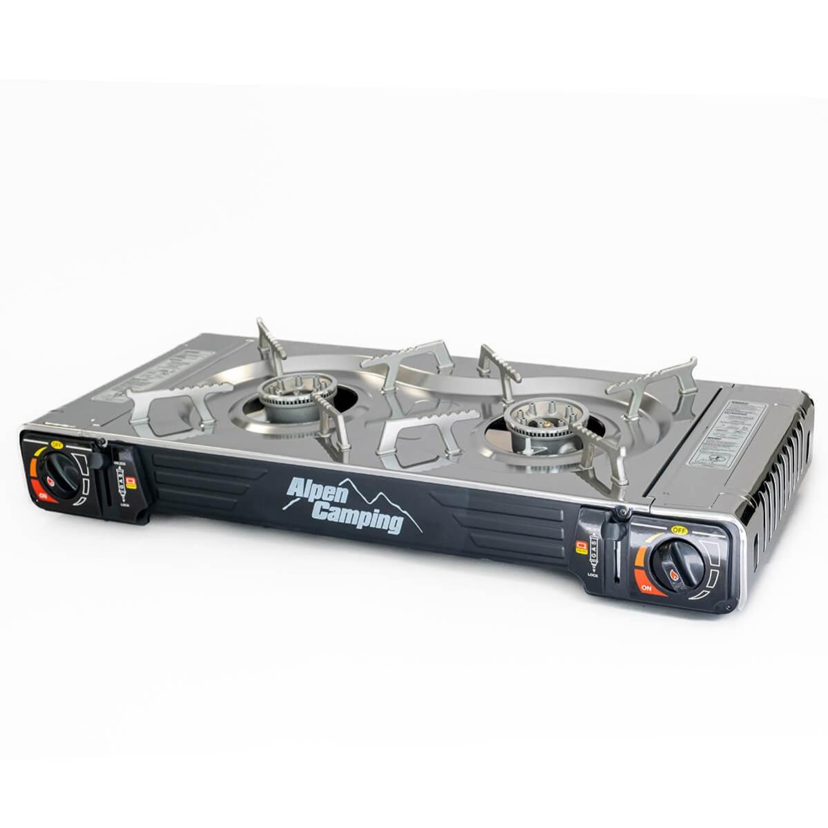 Fornello a gas a 2 fuochi 4400W Acciaio inox Portatile Accensione ...