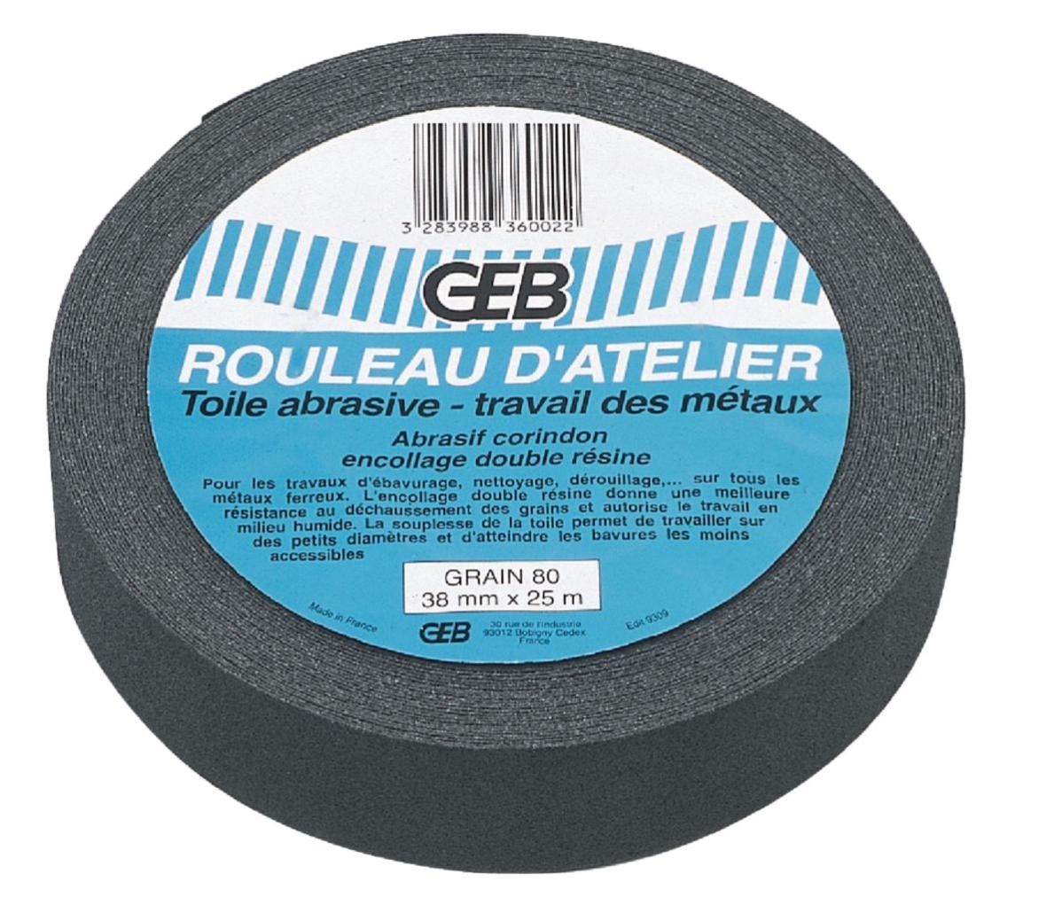 Rouleau toile abrasive grain 80 qualité Waterproof - 38mm x 25ml ...