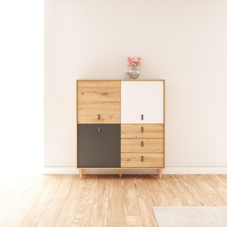 Commode haute BOLANIA 120 cm style naturel | Leroy Merlin