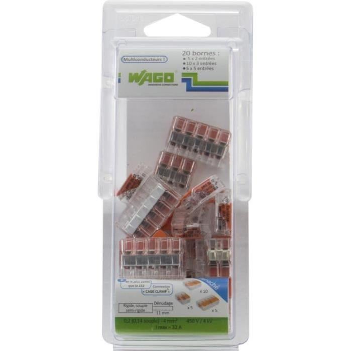 Wago Pack De 20 Bornes De Connexion Universelle Tous Conducteurs - Type ...