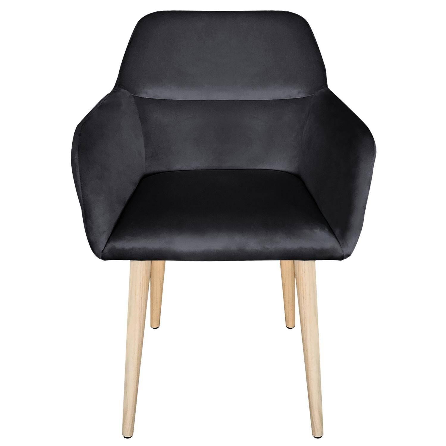 Chaise / Fauteuil scandinave Fraydo Velours Noir | Leroy Merlin