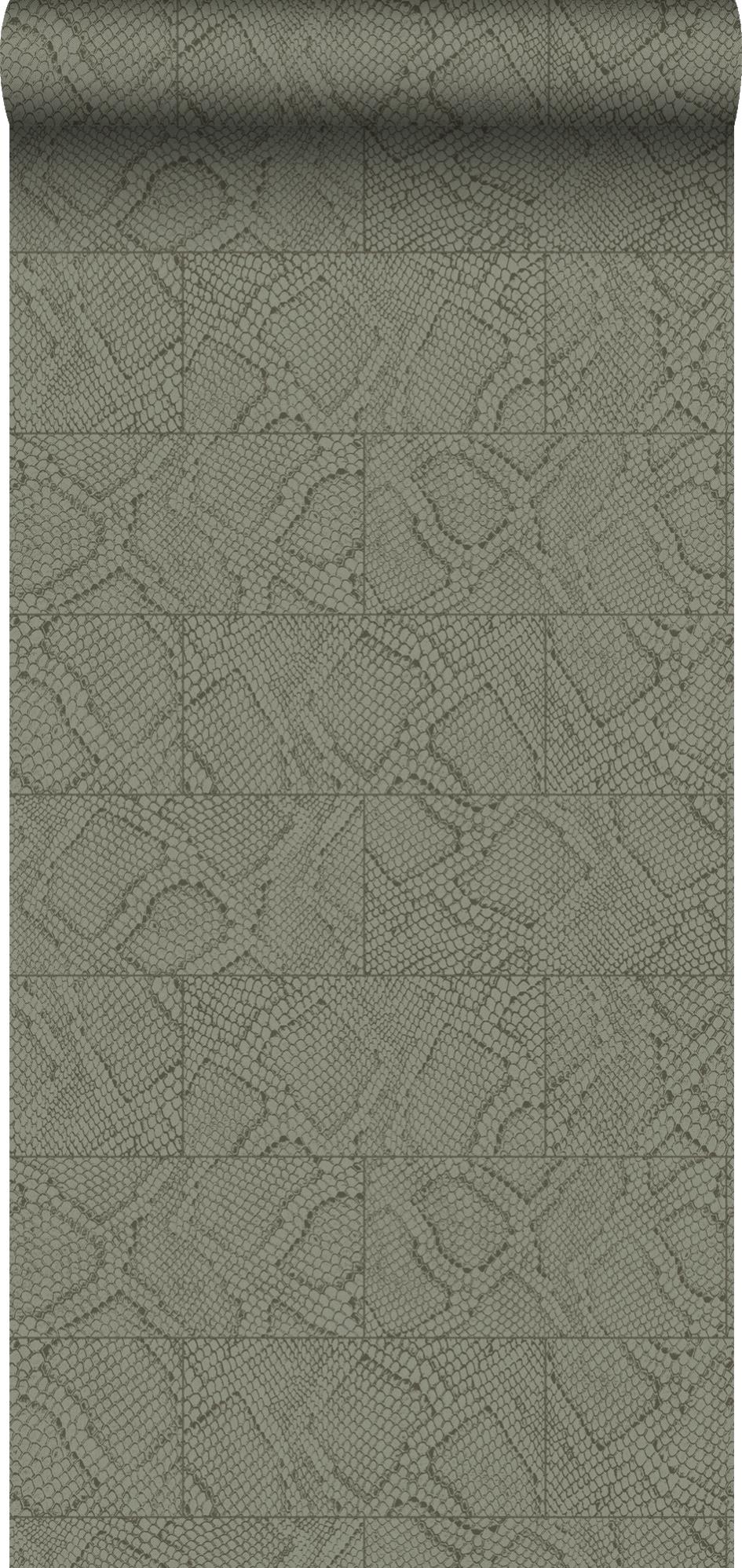 Carta da parati effetto di piastrelle con stampa pelle di serpente ...