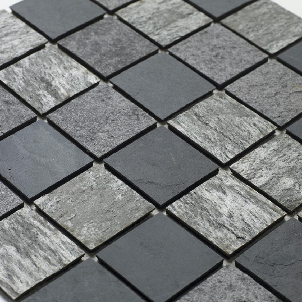 Mosaïque en pierre naturelle 30 x 30 xm - carreau 5 x 5 cm mixte gris ...