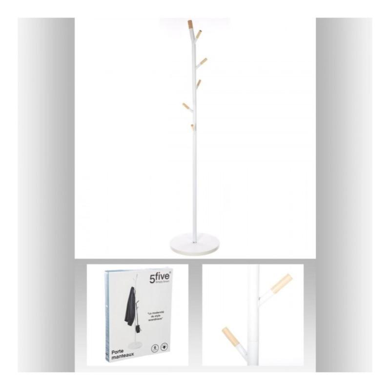 Appendiabiti in metallo Bianco inserti in legno diametro 40x h175,5 cm ...