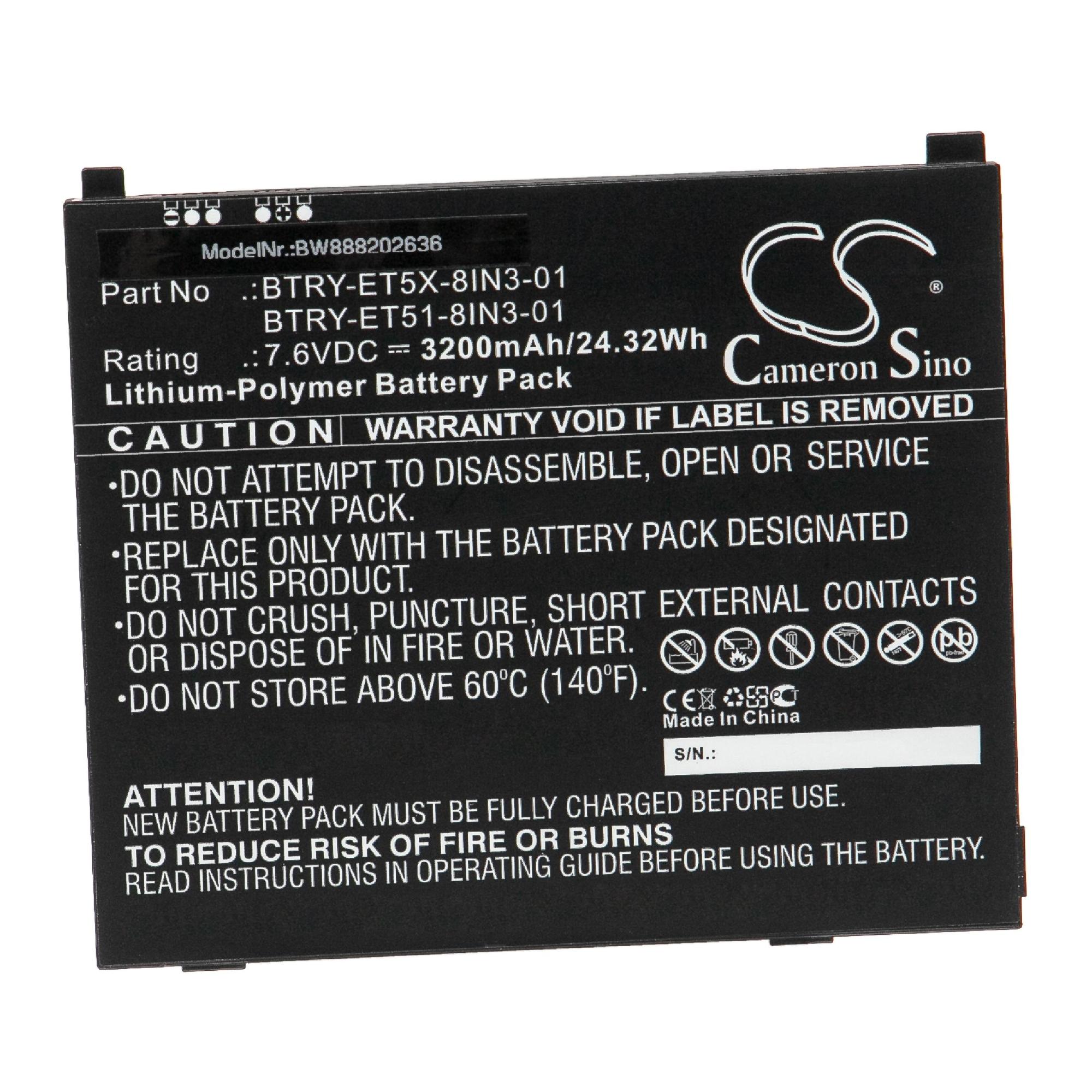 Vhbw Batterie compatible avec Zebra ET51, ET51AE-W12E, ET51AT-W12E ...