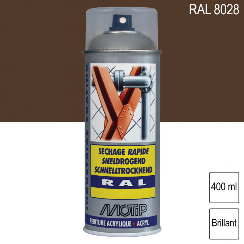 Peinture aérosol RAL 8028 Brun terre brillant 400ml MOTIP | Leroy Merlin