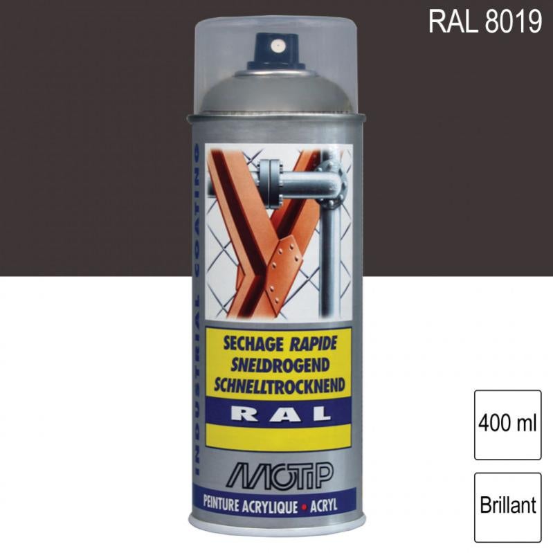 Peinture aérosol RAL 8019 Brun gris brillant 400ml MOTIP | Leroy Merlin