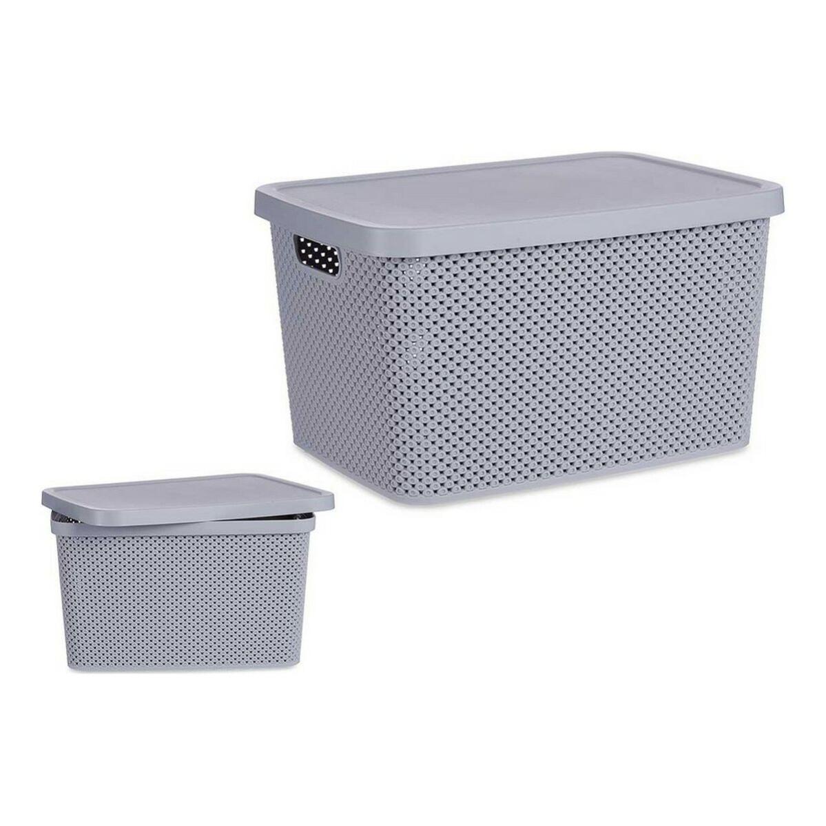 Scatola portaoggetti con coperchio Grigio Plastica (28 x 22 x 39 cm ...