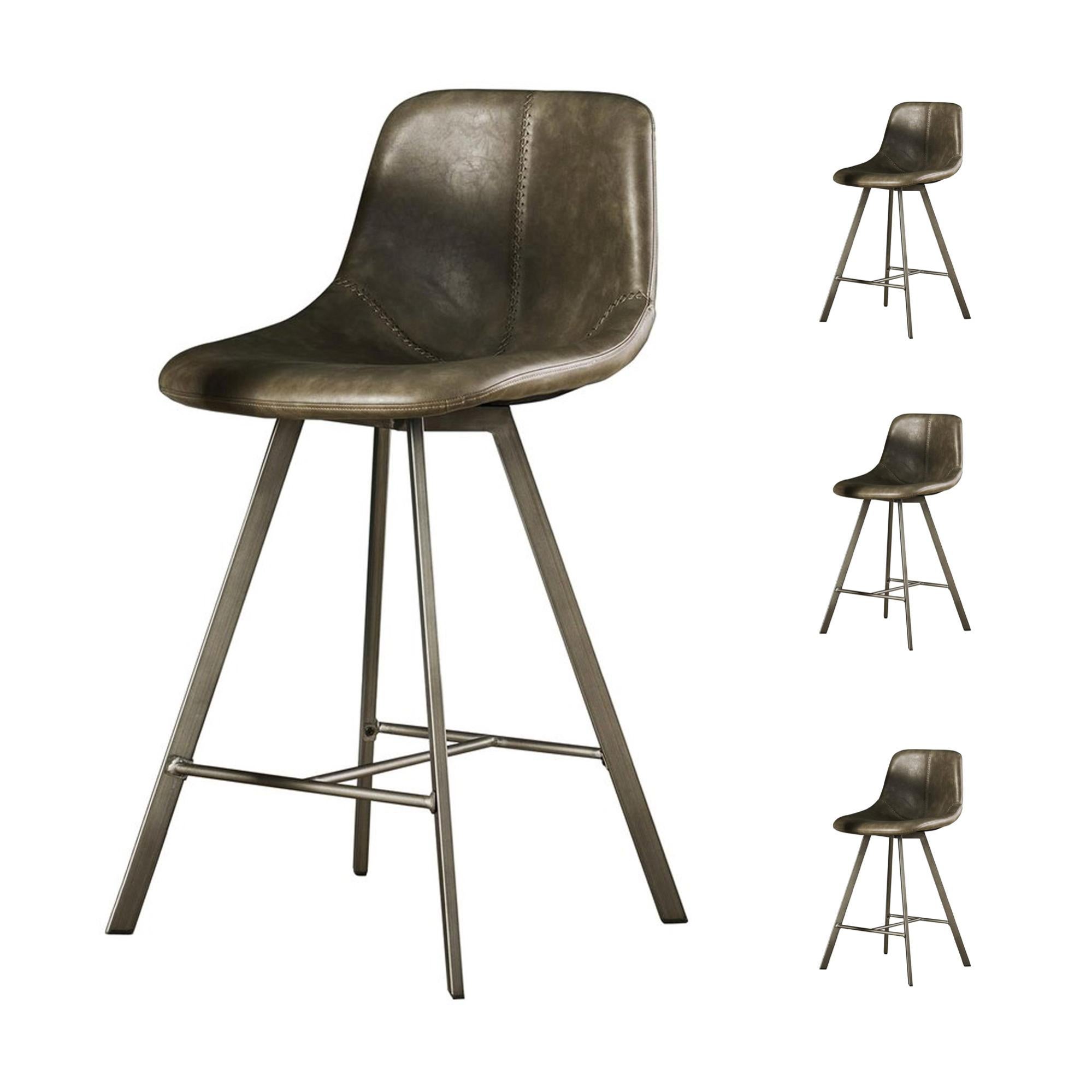 Lot de 4 chaises de bar 47x51x94 cm en PU taupe | Leroy Merlin