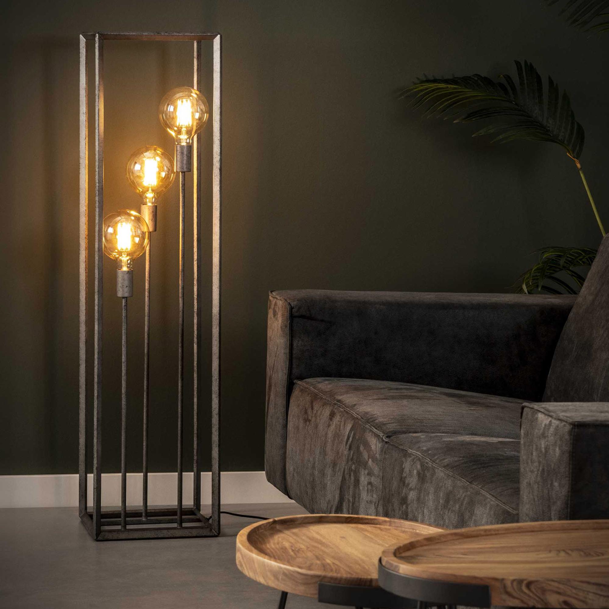 Lampadaire industriel 3 lampes H120 cm en métal argent vieilli - AMP ...