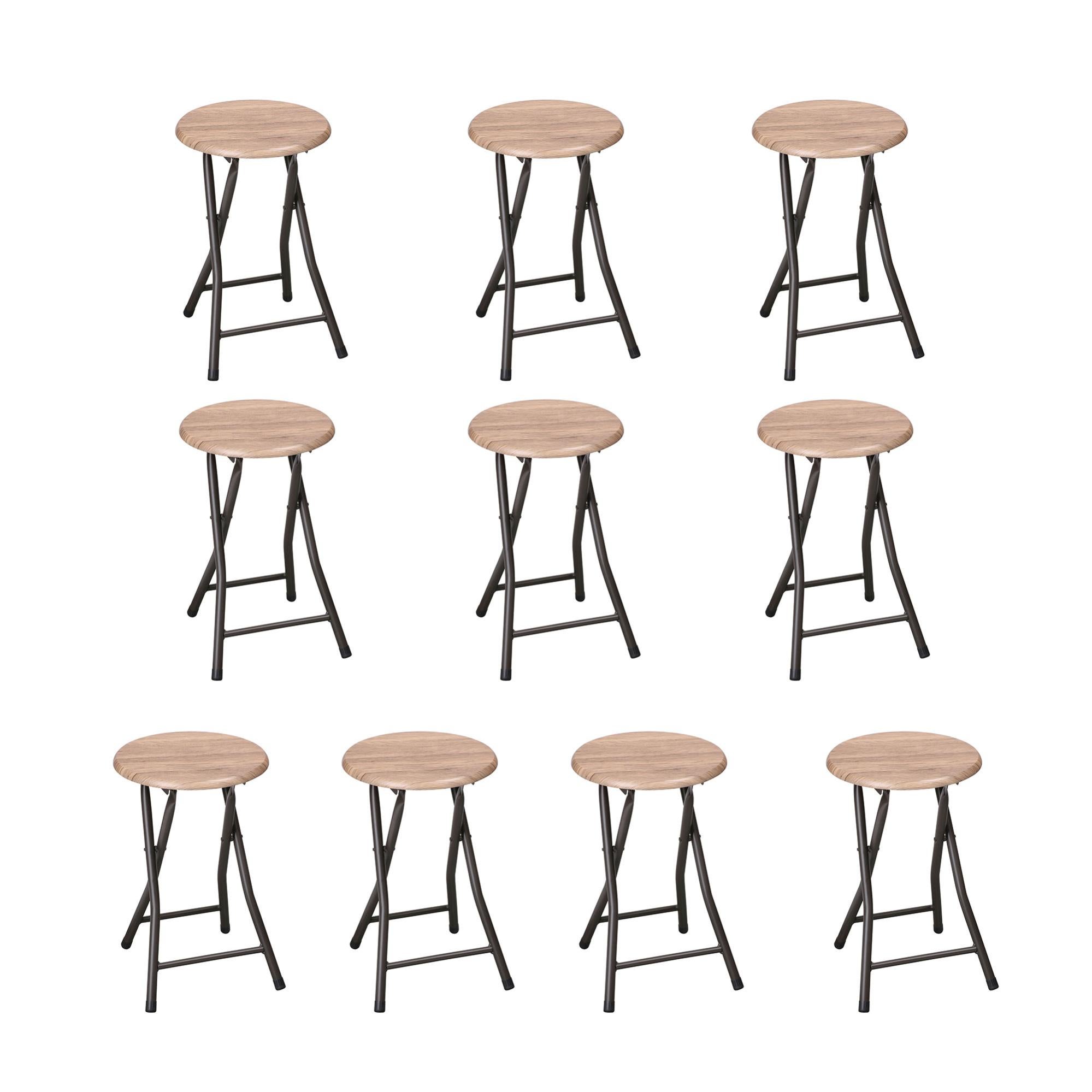 Lot de 10 tabourets pliables naturel et noir - DARCY | Leroy Merlin