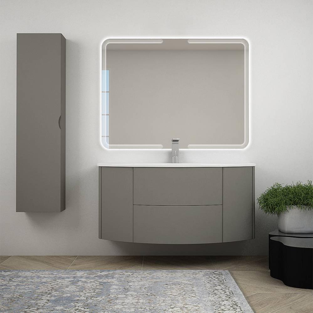 Mobile da bagno grigio talpa 120 cm sospeso con specchio ...