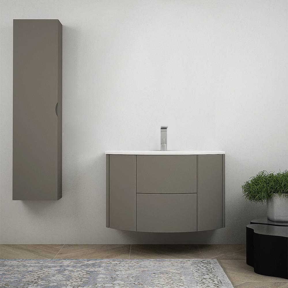 Mobile da bagno grigio talpa sospeso 90 cm con 2 cassettoni soft close ...