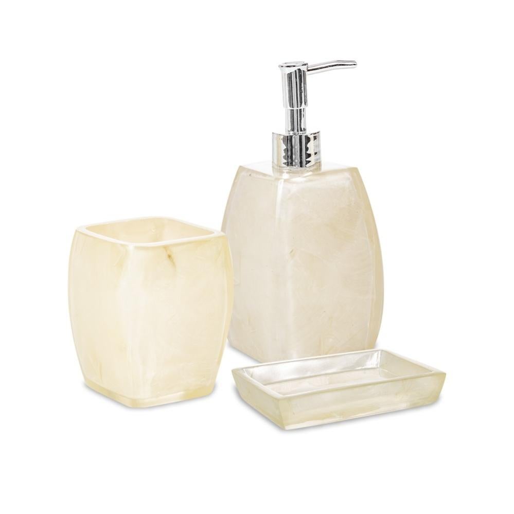 Set 3 pezzi accessori da bagno Dispenser Bicchiere e Portasapone serie ...