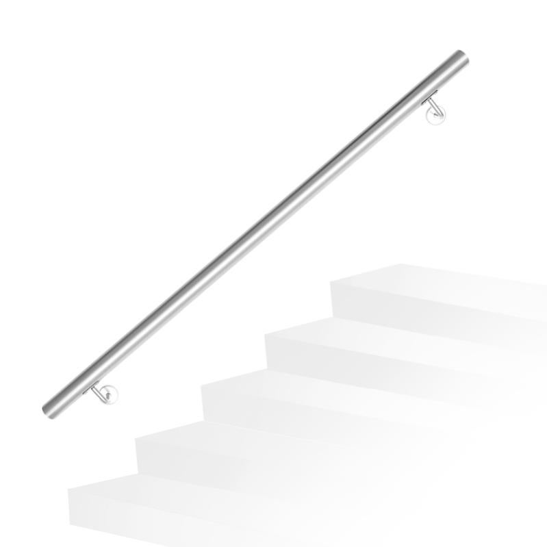 Corrimano Acciaio Inox Spazzolato 120 cm con Supporti per Fissaggio a ...