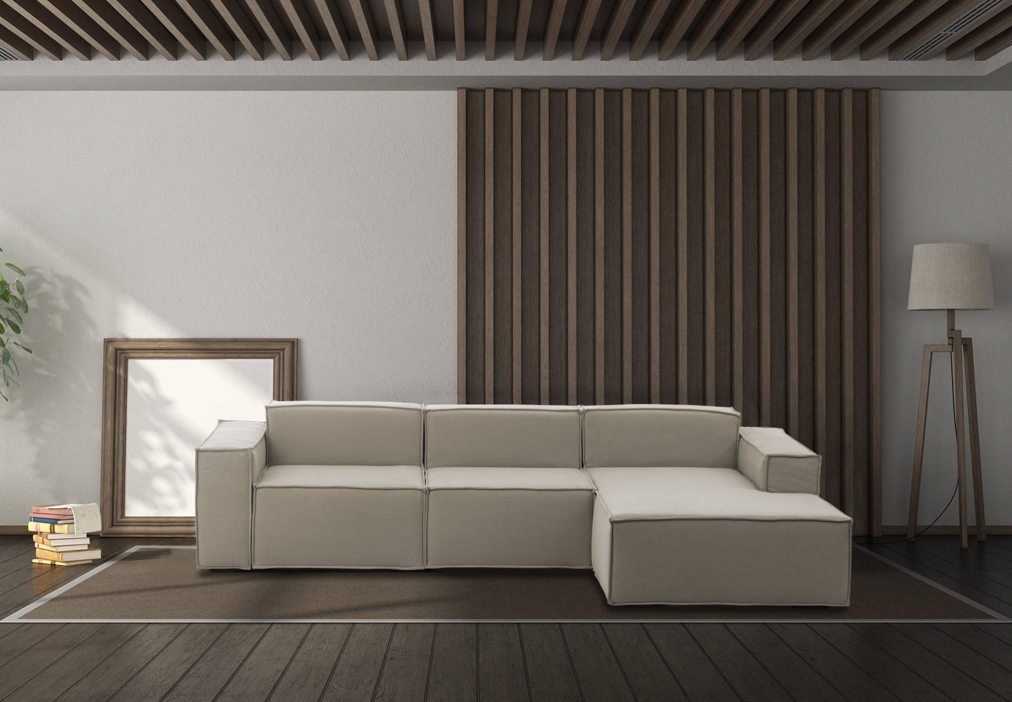 Talamo Italia Divano fisso componibile Eva a 3 posti con penisola ...