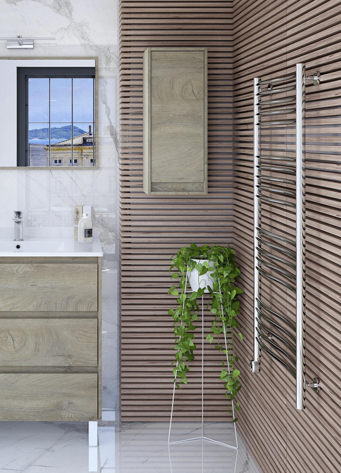 Mobile a colonna per bagno a un'anta, colore rovere Alaska, cm 74 x 30 ...