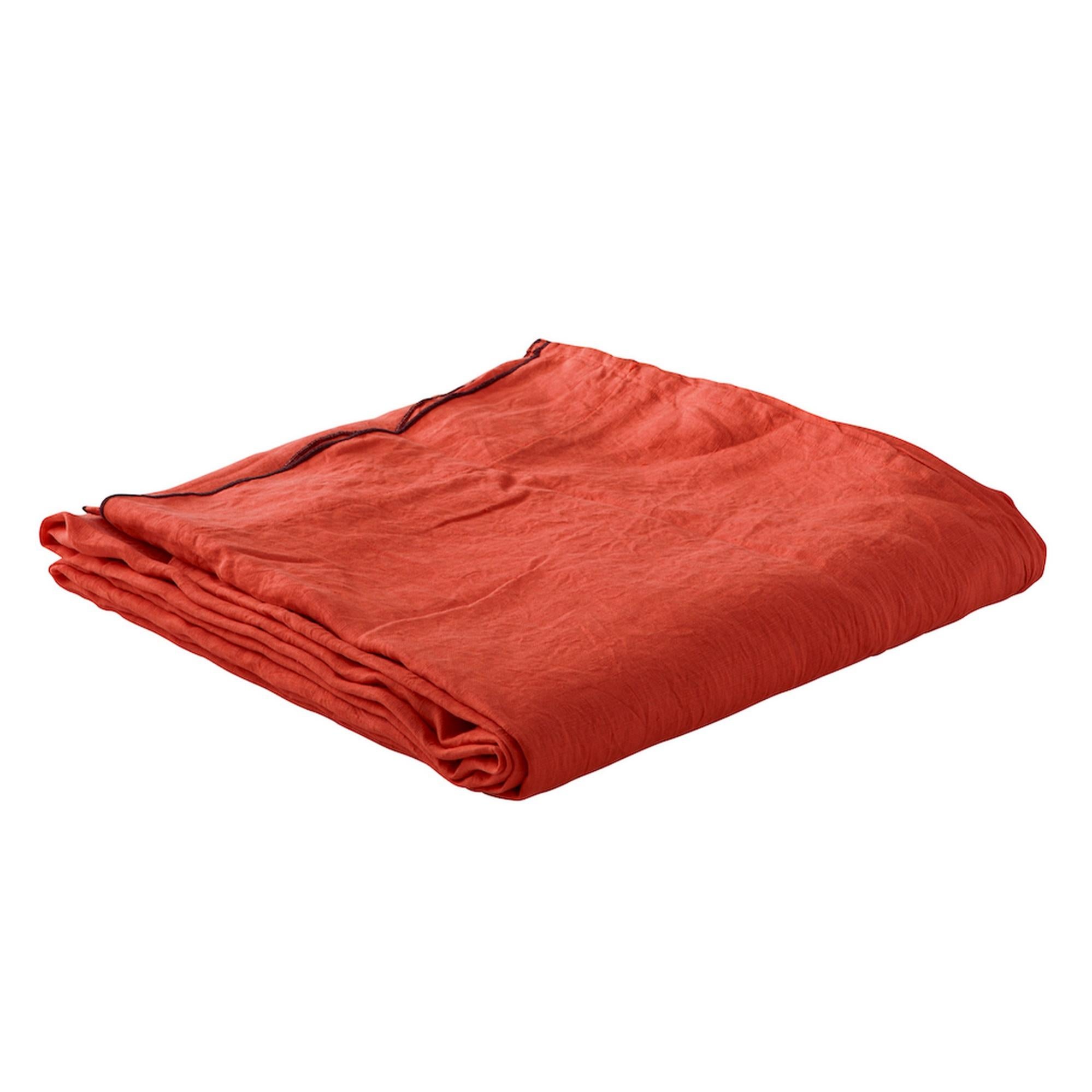 Drap plat 240x300 en Lin Lavé Rouge - Linge de lit premium drap plat ...