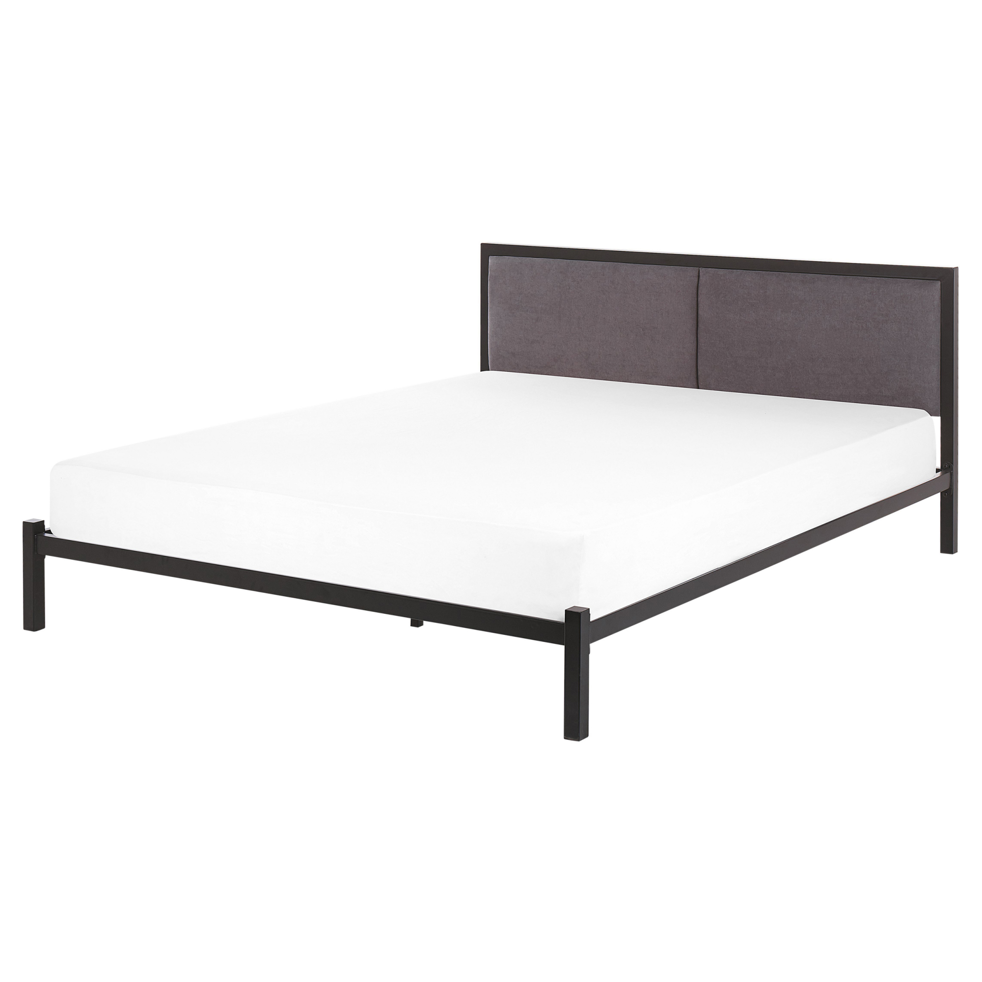 Letto in metallo nero con testiera grigia 160 x 200 cm CLAMART | Leroy ...