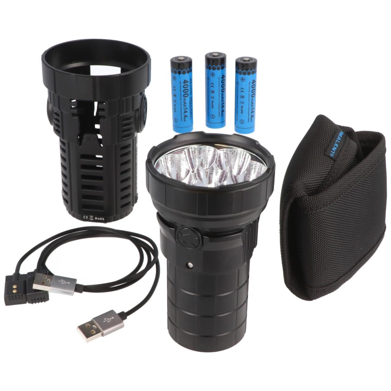Imalent MS08 avec 34000 lumens comprenant 3x 21700 batteries et câble ...