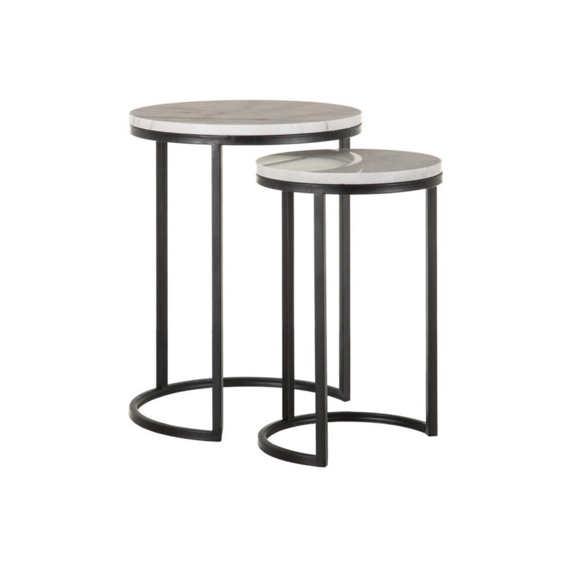 Duo tables gigognes hautes Marbre/Métal - DALISHI : Noir et Blanc ...
