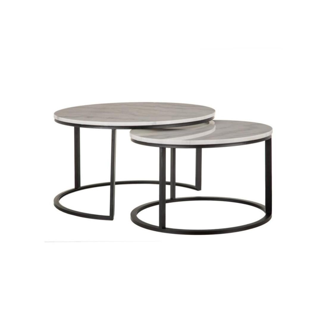 Duo tables basses gigognes Marbre/Métal - DALISHI : Noir et Blanc | Leroy Merlin