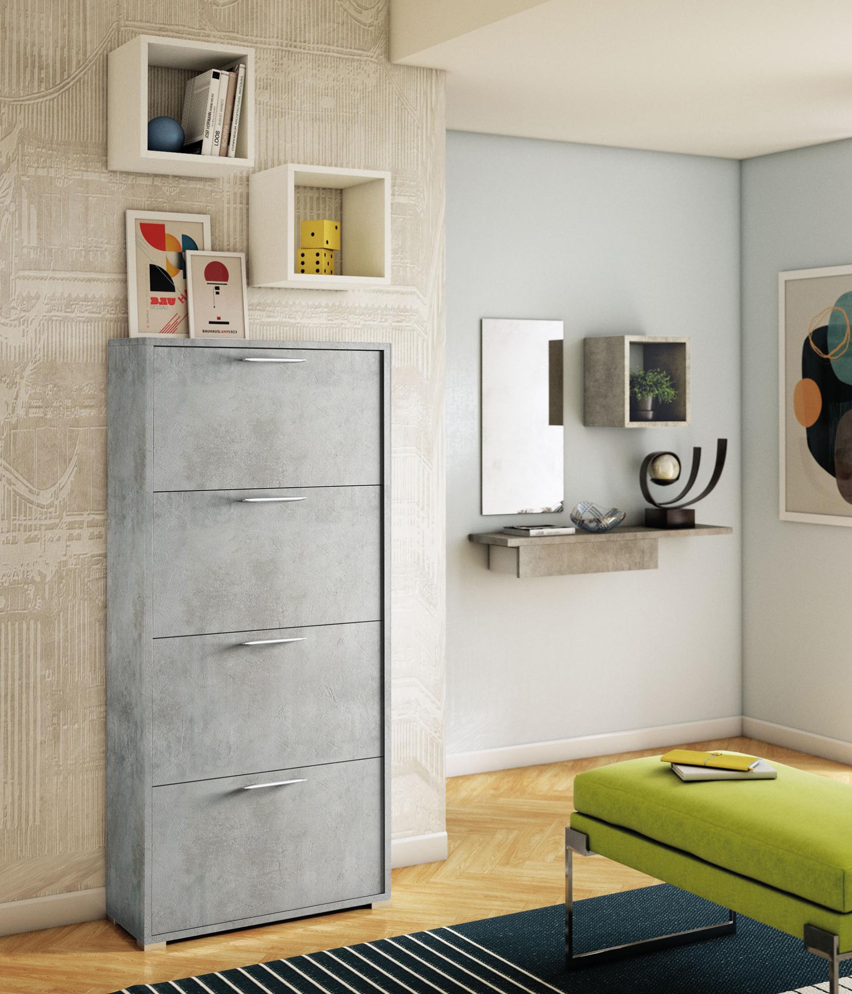 Scarpiera moderna a 4 ante a ribalta, 100% Made in Italy, Mobile ...