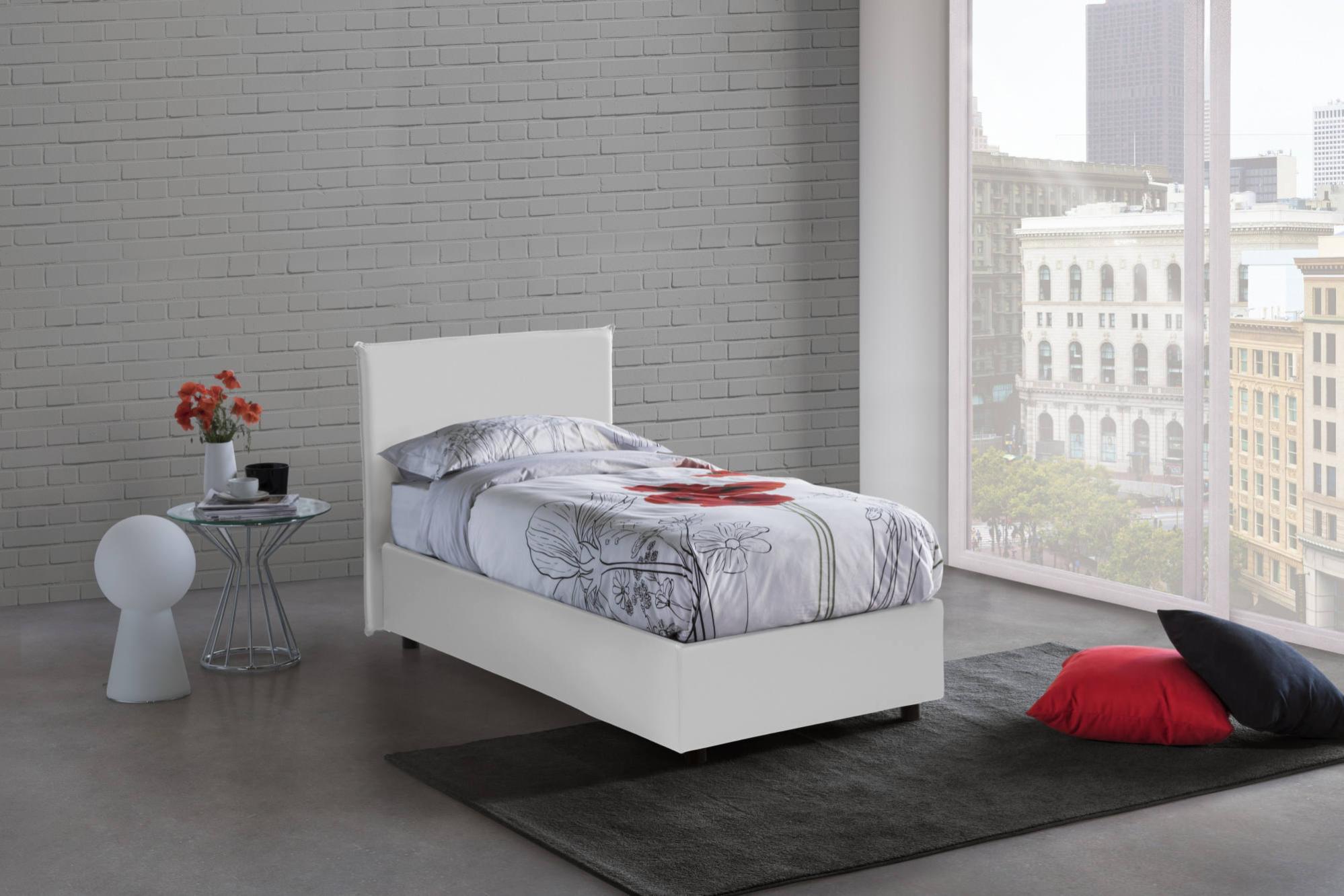Letto contenitore Singolo Anna, Made in Italy, Letto con rivestimento ...