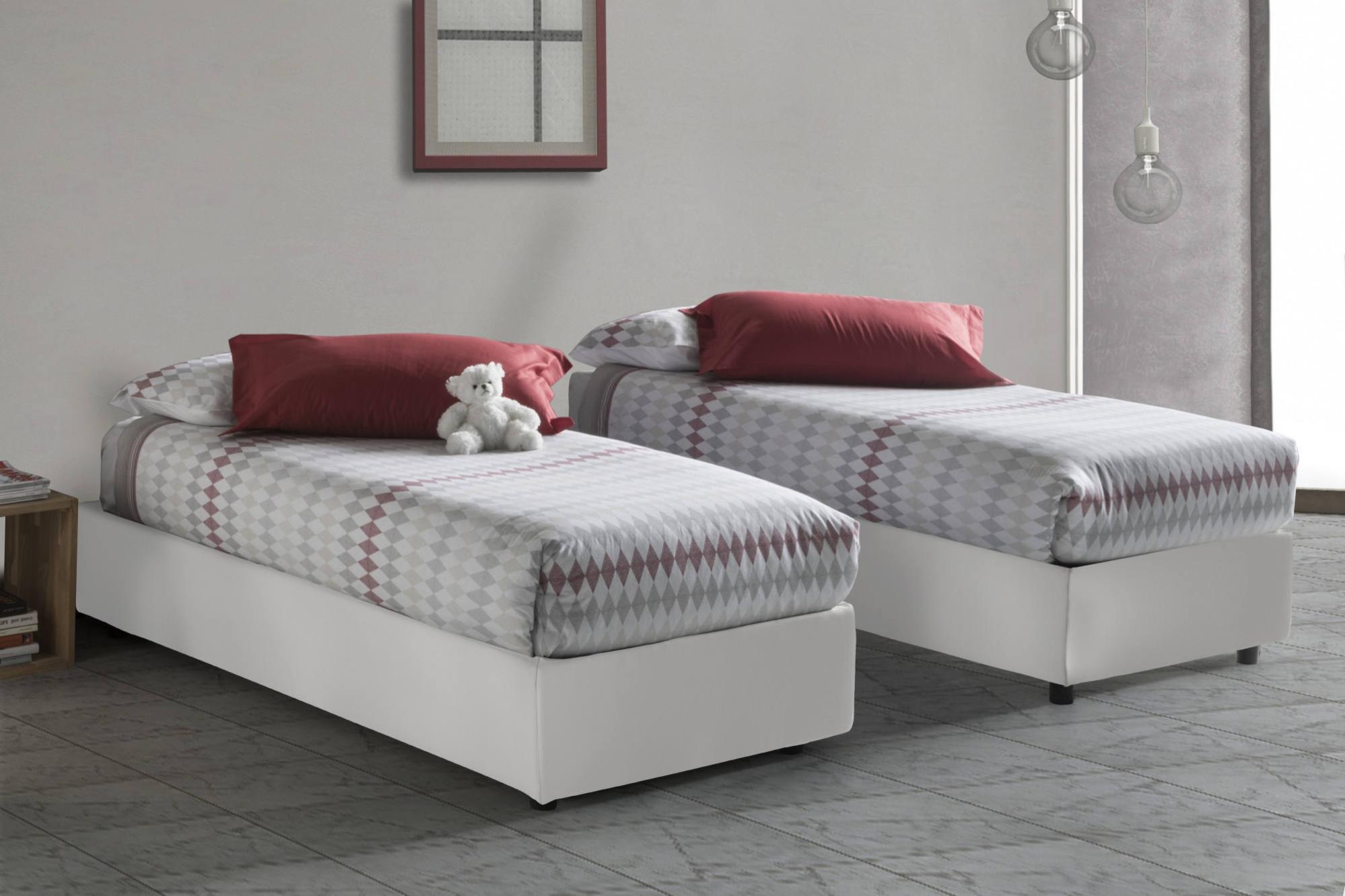 Letto singolo Dzovk, Letto contenitore con rivestimento in ecopelle ...