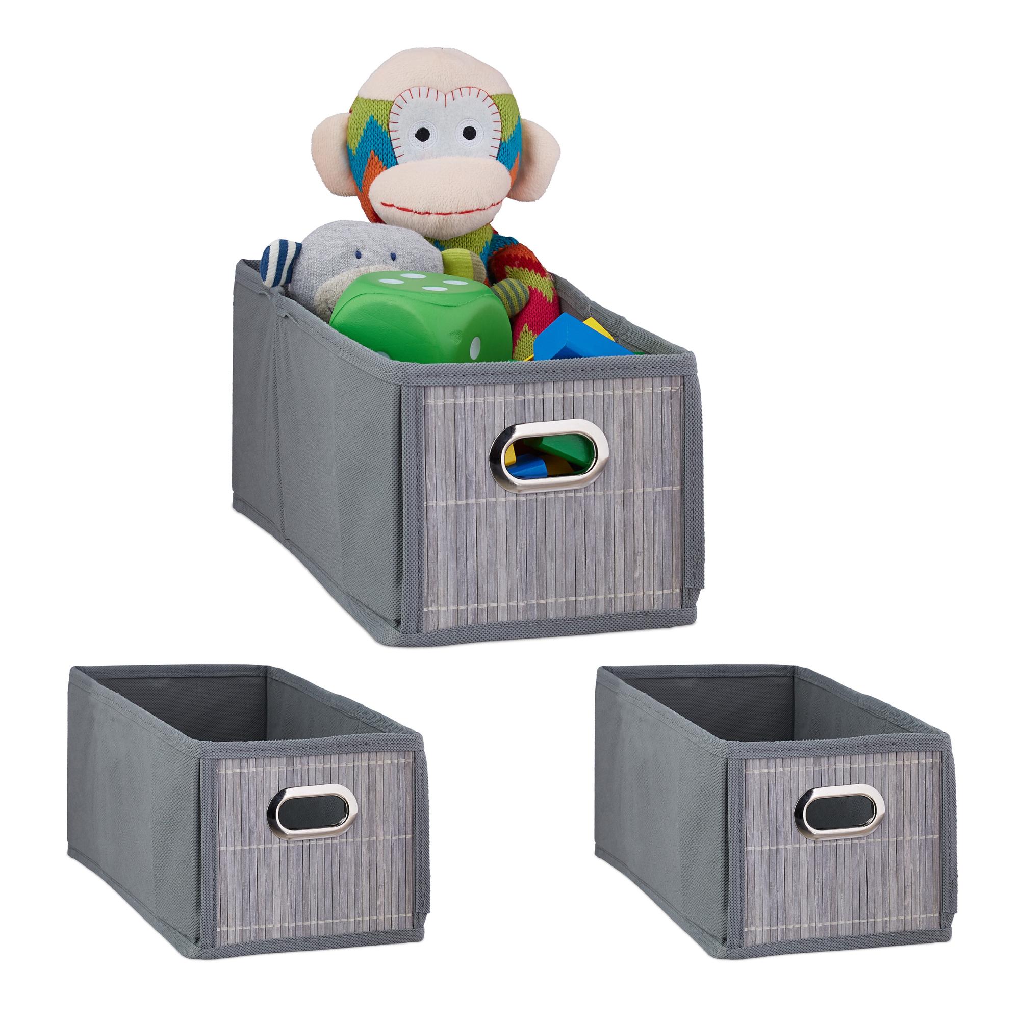 3x Contenitore Portaoggetti in Bambù, Scatola da Bagno Rettangolare ...