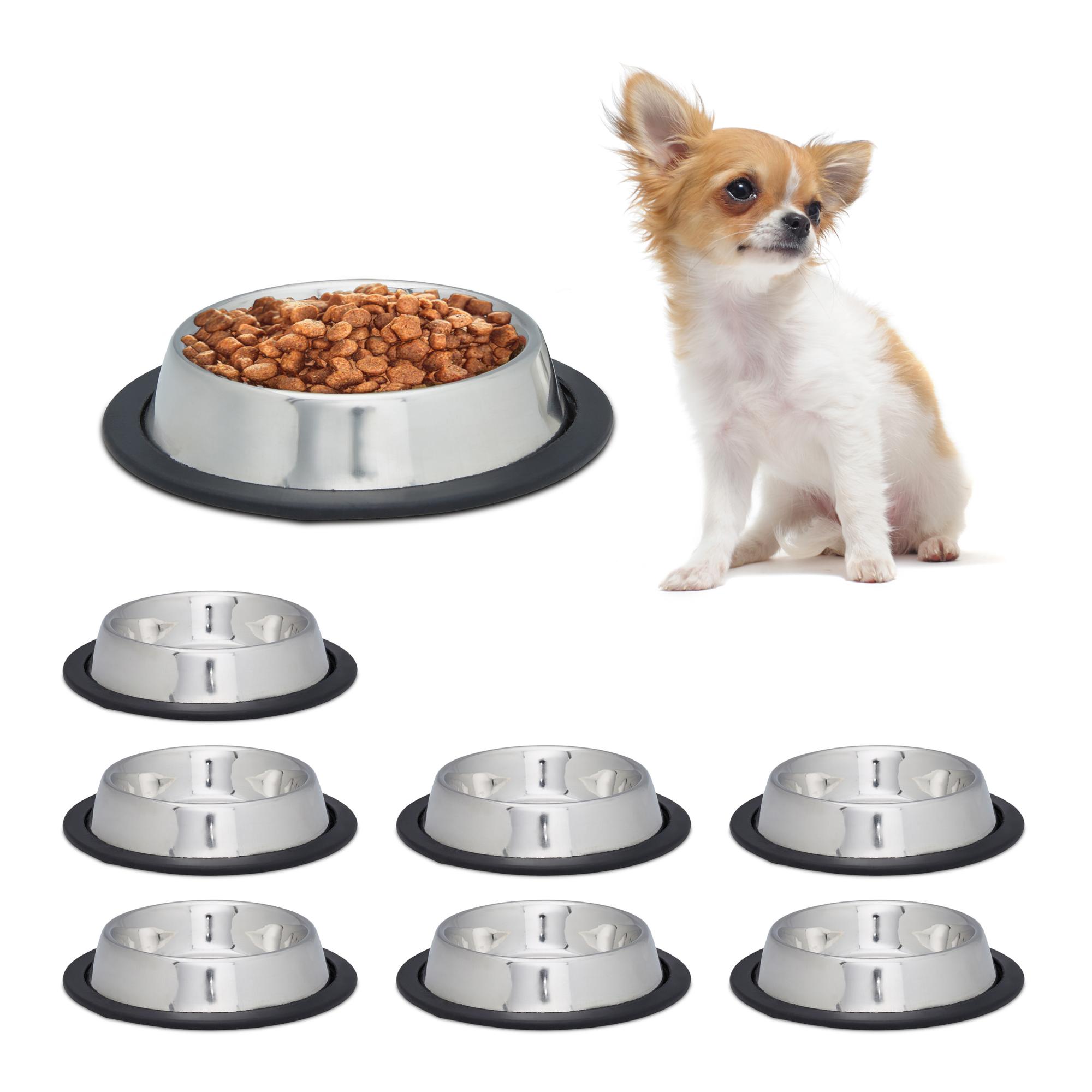 8x Ciotole per Cani in Acciaio Inox, per Acqua e Cibo, Antiruggine ...