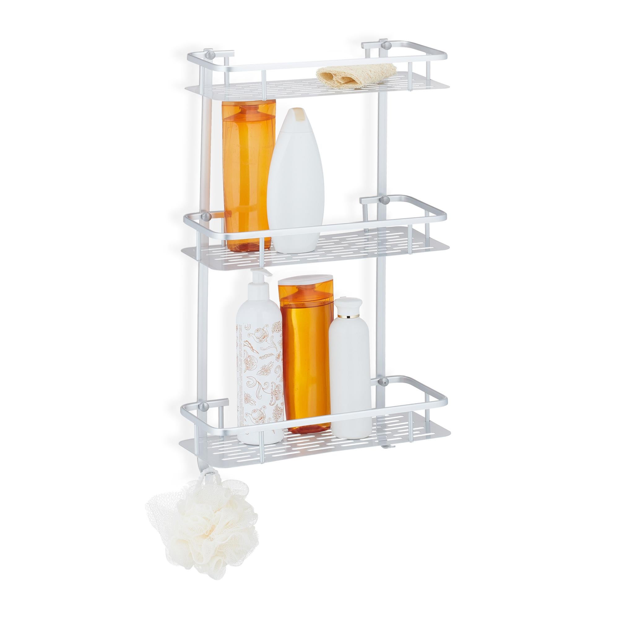 Relaxdays Panier de douche, aluminium, fixation murale, support savon ...