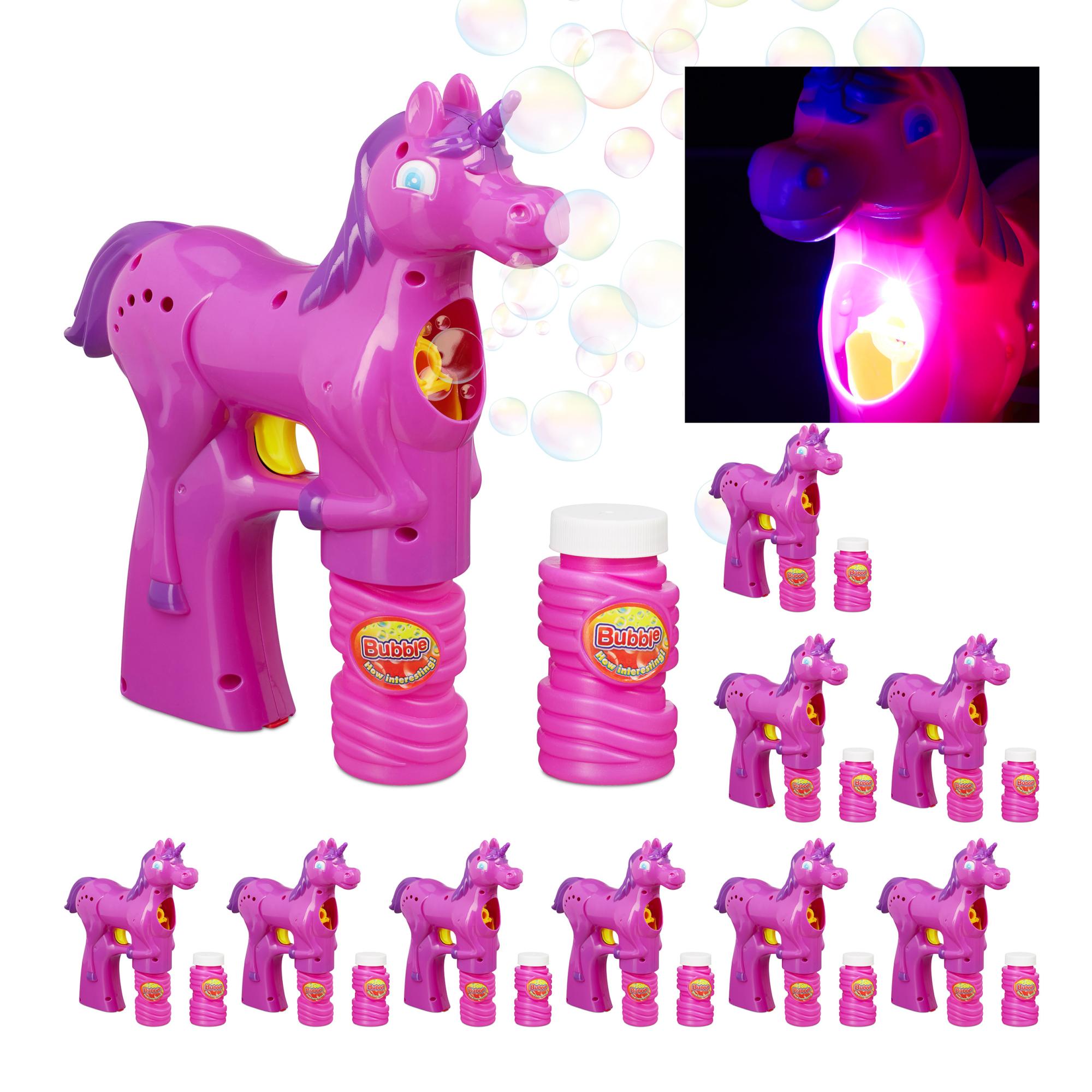 Set di 10 Pistole Sparabolle a Forma di Unicorno, a LED, a Batteria ...