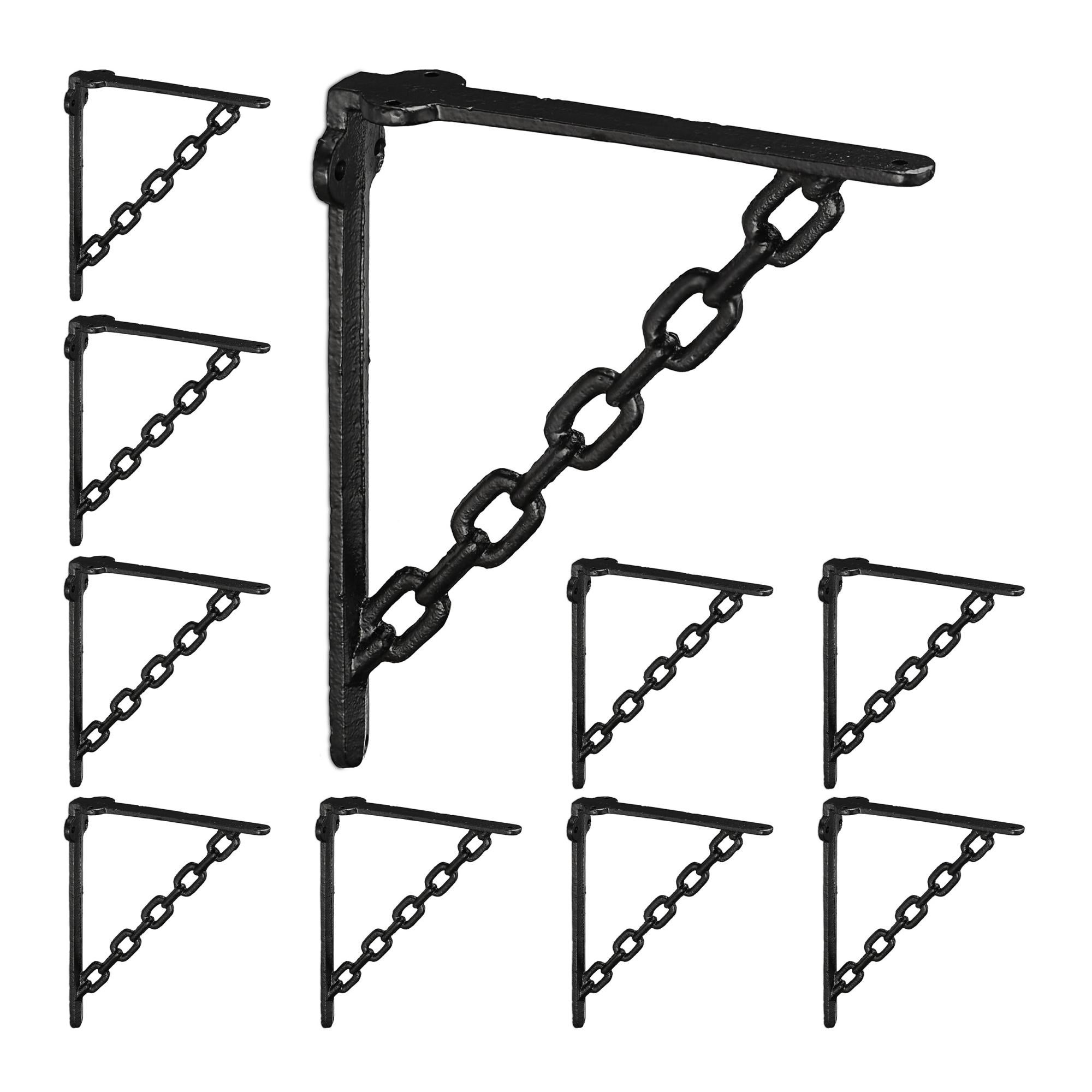 Équerre étagère murale, lot de 10, style ancien, support pour étagères ...