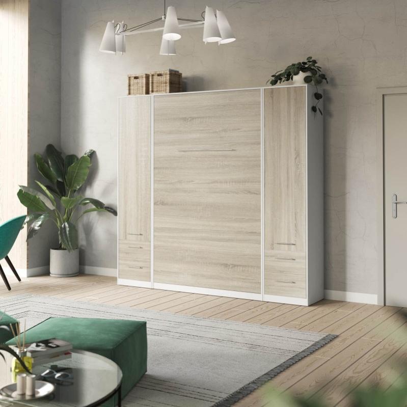 Lit escamotable +2 Placards Vertical 90x200+(50x2)cm Lit Rabattable Lit ...