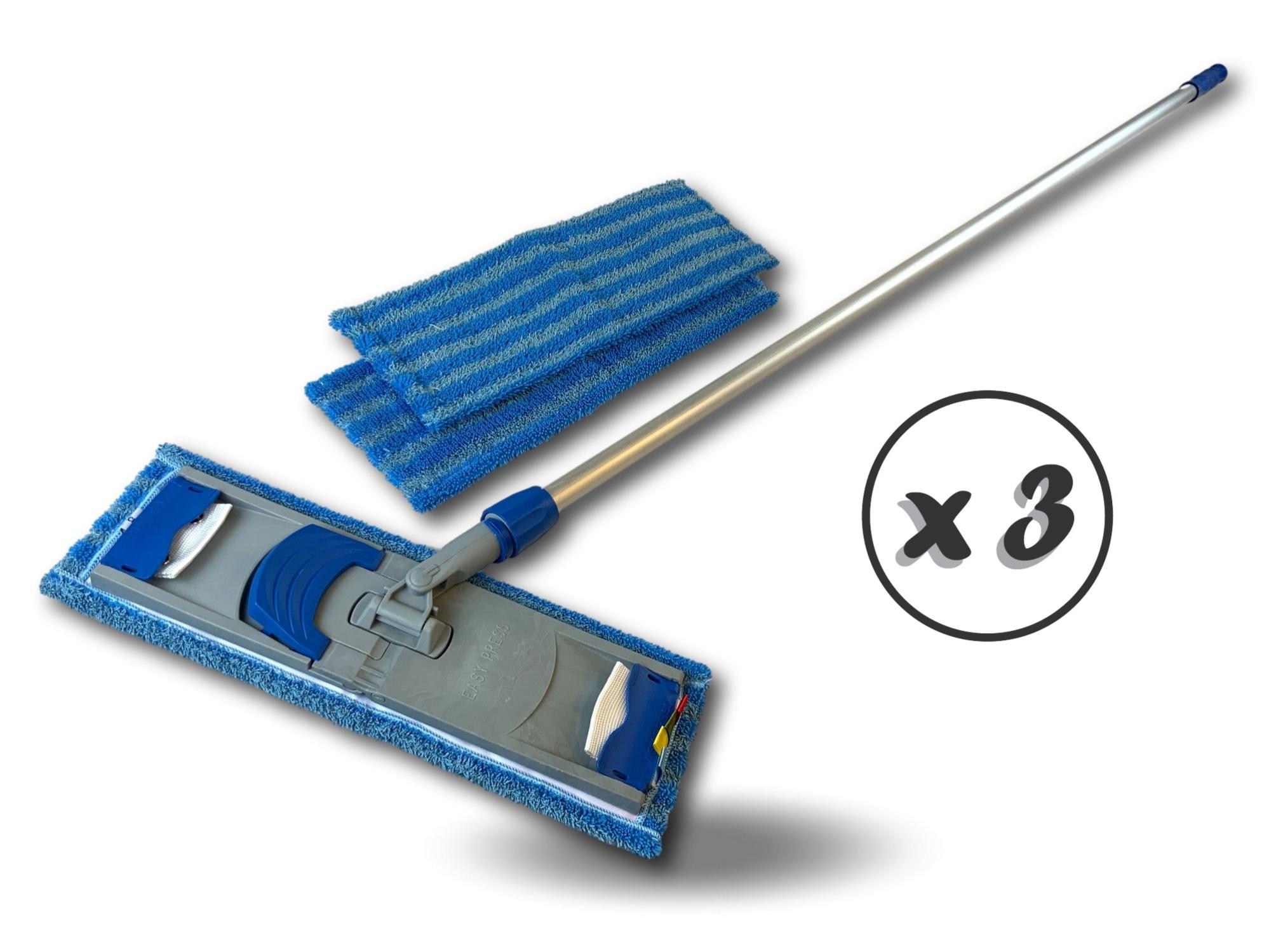 Lot de 3 balais Easy press| Avec 3 serpillières, frange microfibre avec ...