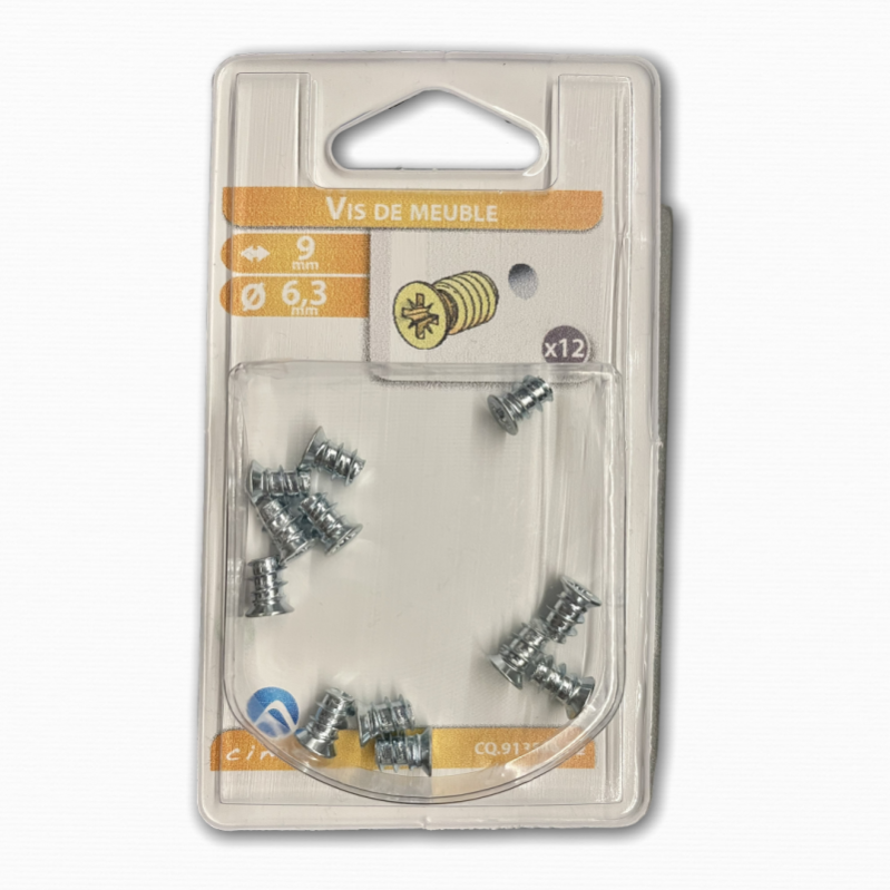 12 x vis de meuble de 9mm diamètre 6.3mm 913536.12 | Leroy Merlin