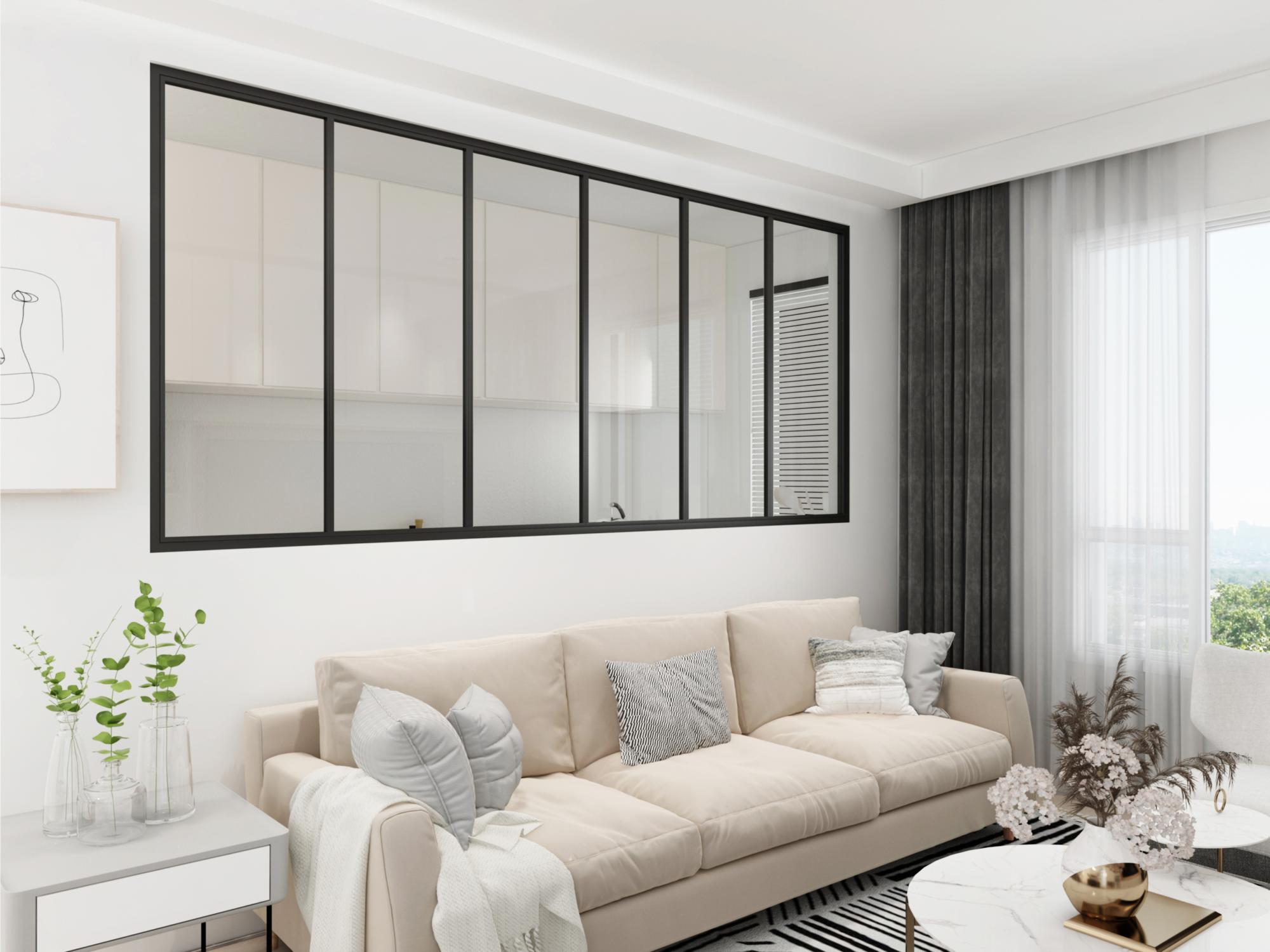 Verrière Intérieure - Livrée Montée - 6 Vitrages - L: 233cm H: 115cm ...