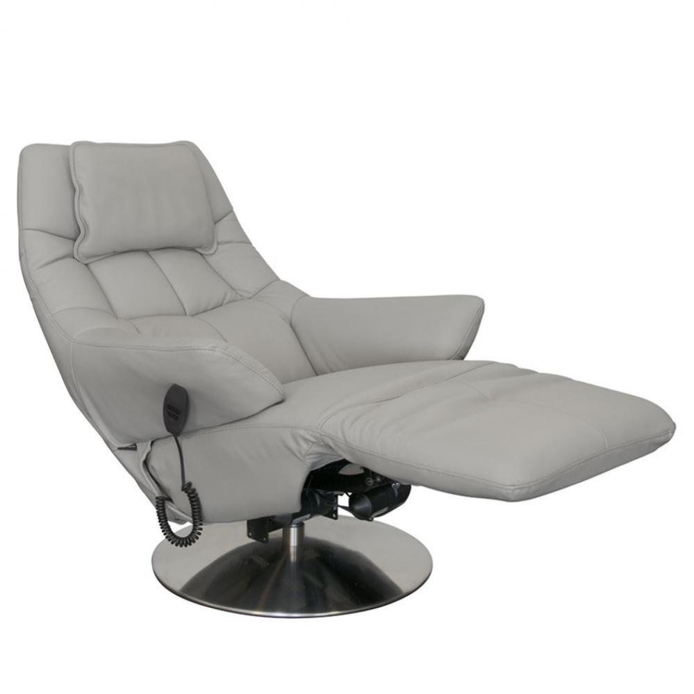 Fauteuil relax électrique KILLEM bi moteur coloris gris clair piètement ...