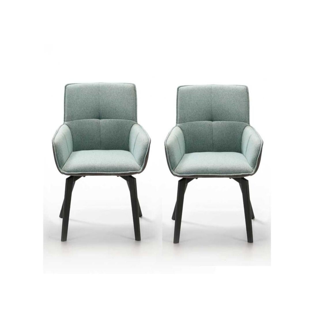 Duo de fauteuils Métal/Tissu Turquoise - LIBUMA : Bleu | Leroy Merlin