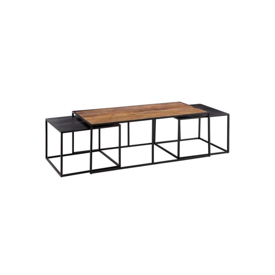 Trio Tables basses gigognes Bois massif/Noir - MALARA | Leroy Merlin