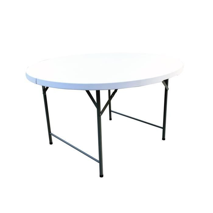 Table ronde de jardin pliable pour reception - Structure acier et ...