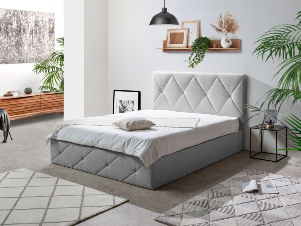 BOBOCHIC Lit coffre SIXTINE capitonné Gris 140x190 | Leroy Merlin