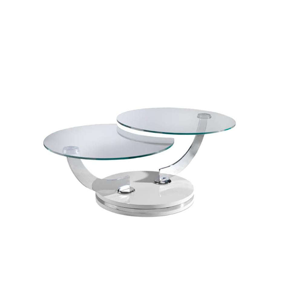 Table basse pivotante en blanc et verre 70/120 x 70 x 40 cm. | Leroy Merlin