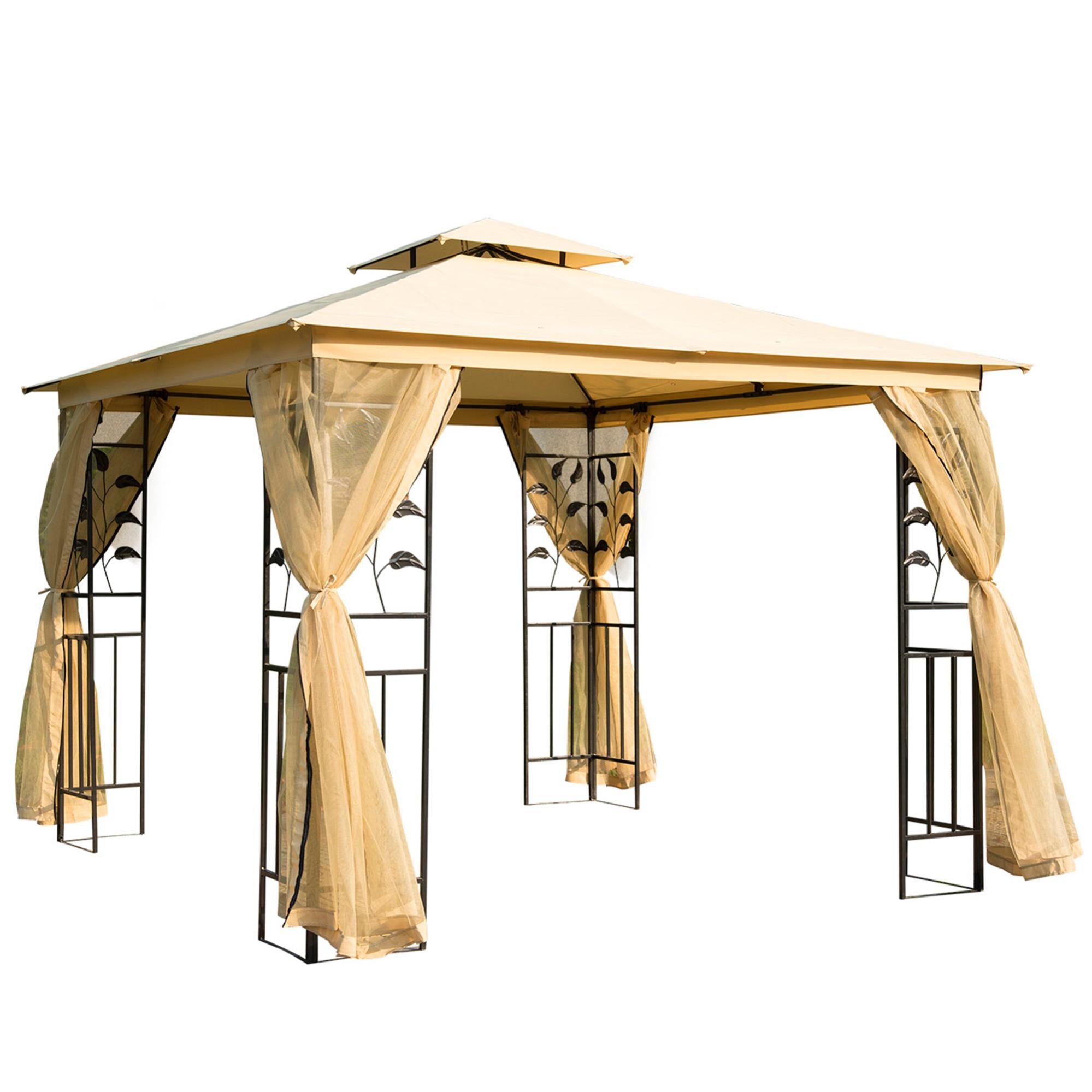 Carpa de jardín Outsunny beige 300x300x280cm poliéster acero | Leroy Merlin
