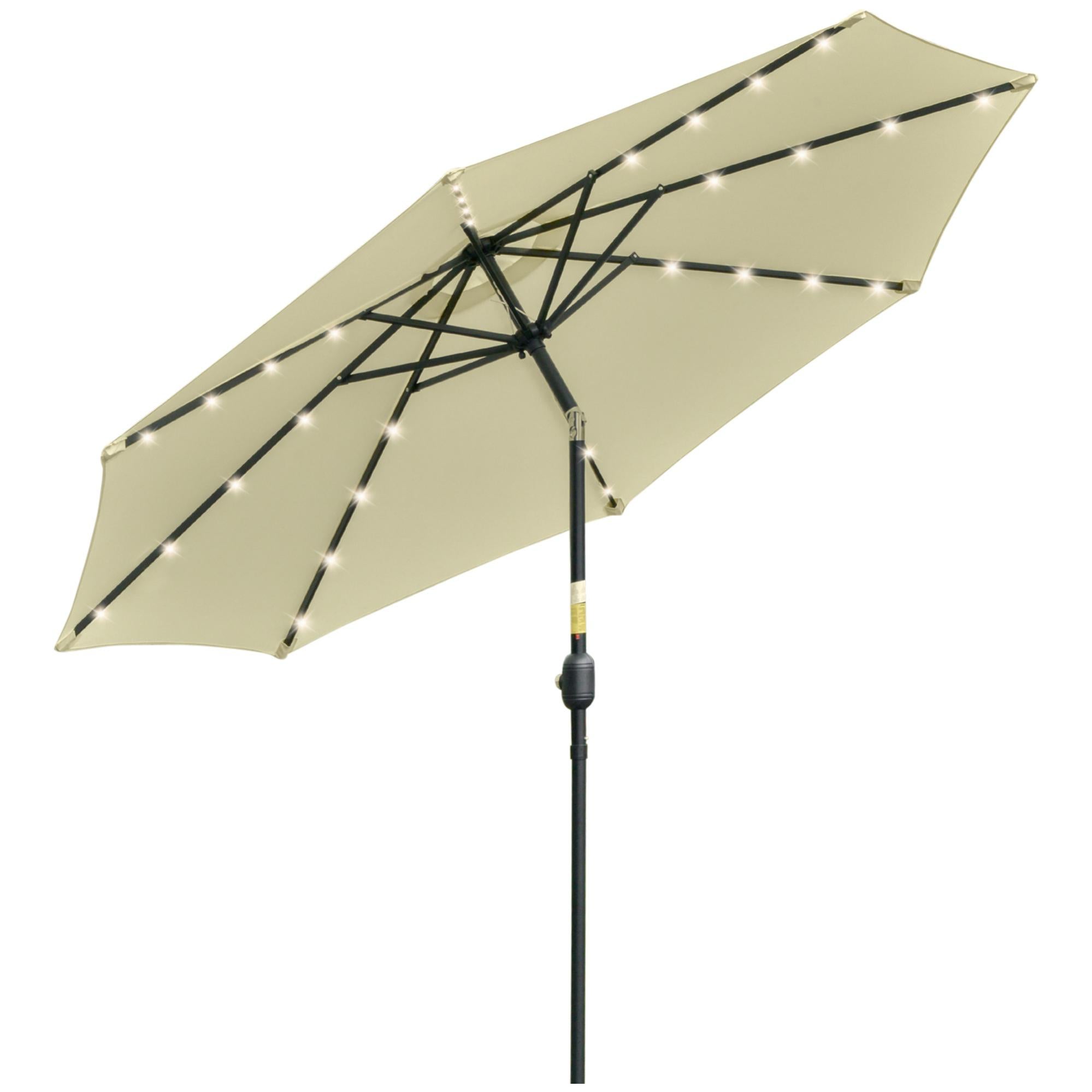 Sombrilla de jardín con 32 luces LED solares Outsunny Ø265x233cm beige ...