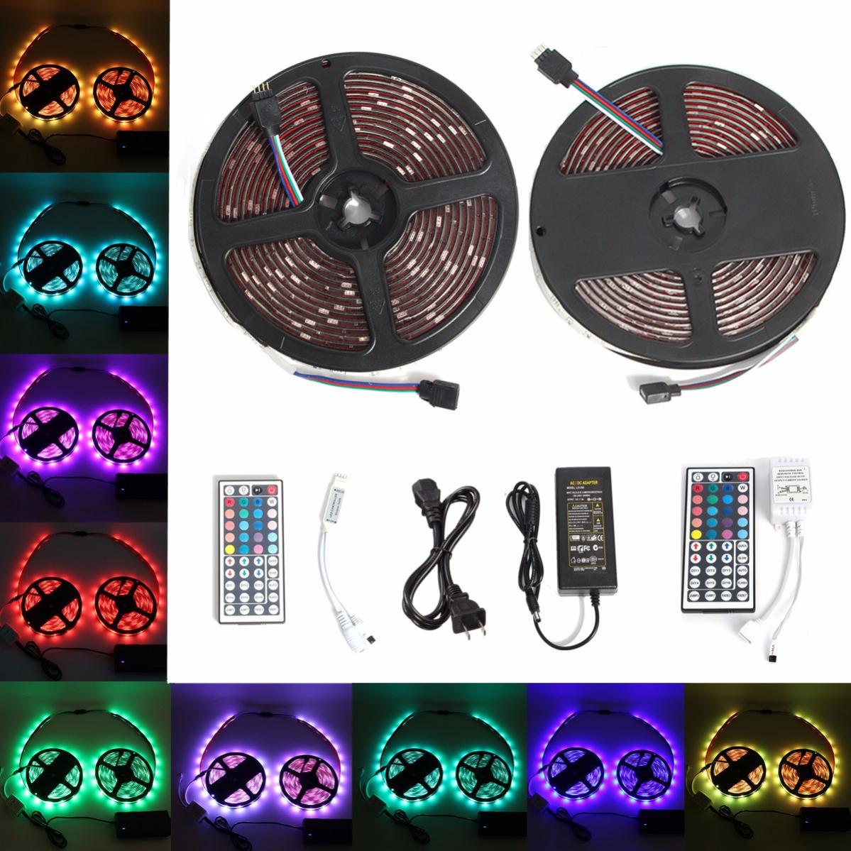 Set di 2 strisce LED multicolori RGB DC 12V 5M Con telecomando | Leroy ...